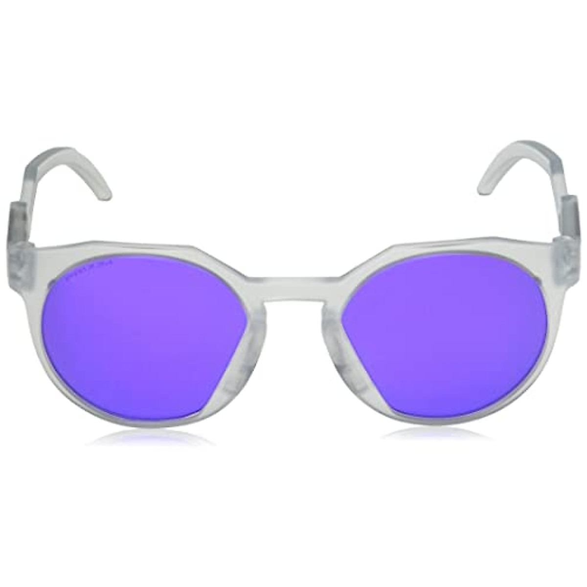 Oakley Men's OO9464A HSTN Low Bridge Fit Round Sunglasses, Matte Clear/Prizm Violet, 52 mm