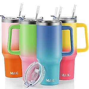 MaxBase 40 oz Tumbler with Handle and Straw Lid, Insulated Reusable Stainless Steel Travel Mug Keeps Drinks Cold up to 34 Hours, 100% Leakproof Bottle for Water, Iced Tea or Coffee, Smoothie and More