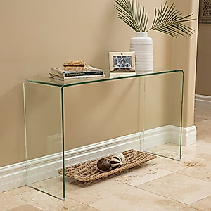 Christopher Knight Home Cadyn 12mm Tempered Glass Console Table, Clear & Pazel 12mm Tempered Glass Coffee Table, Clear