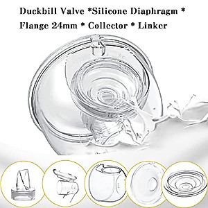 Wearable Breast Pump Milk Collector Cup Accessories,Compatible with 24mm TSRETE/Momcozy S9/S10/S12 Wearable Breast Pump,Include Duckbill Valve&Silicone Diaphragm&24mm Flange&Milk Collector&Linker