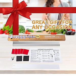 Ninonly 10 Inch Magnetic Knife Holder for Refrigerator, Stainless Steel Double Sided Magnet Knife Strip for Wall, No Drilling Magnetic Knife Rack with Powerful Magnetic Pull Force Fridge Applicable
