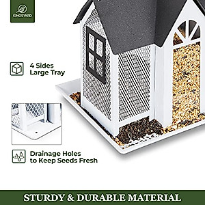 Kingsyard Bird Feeder House for Outside, Metal Mesh Wild Bird Feeder with Triple Feeders for Finch Cardinal Chickadee, Large Capacity, Weatherproof and Durable
