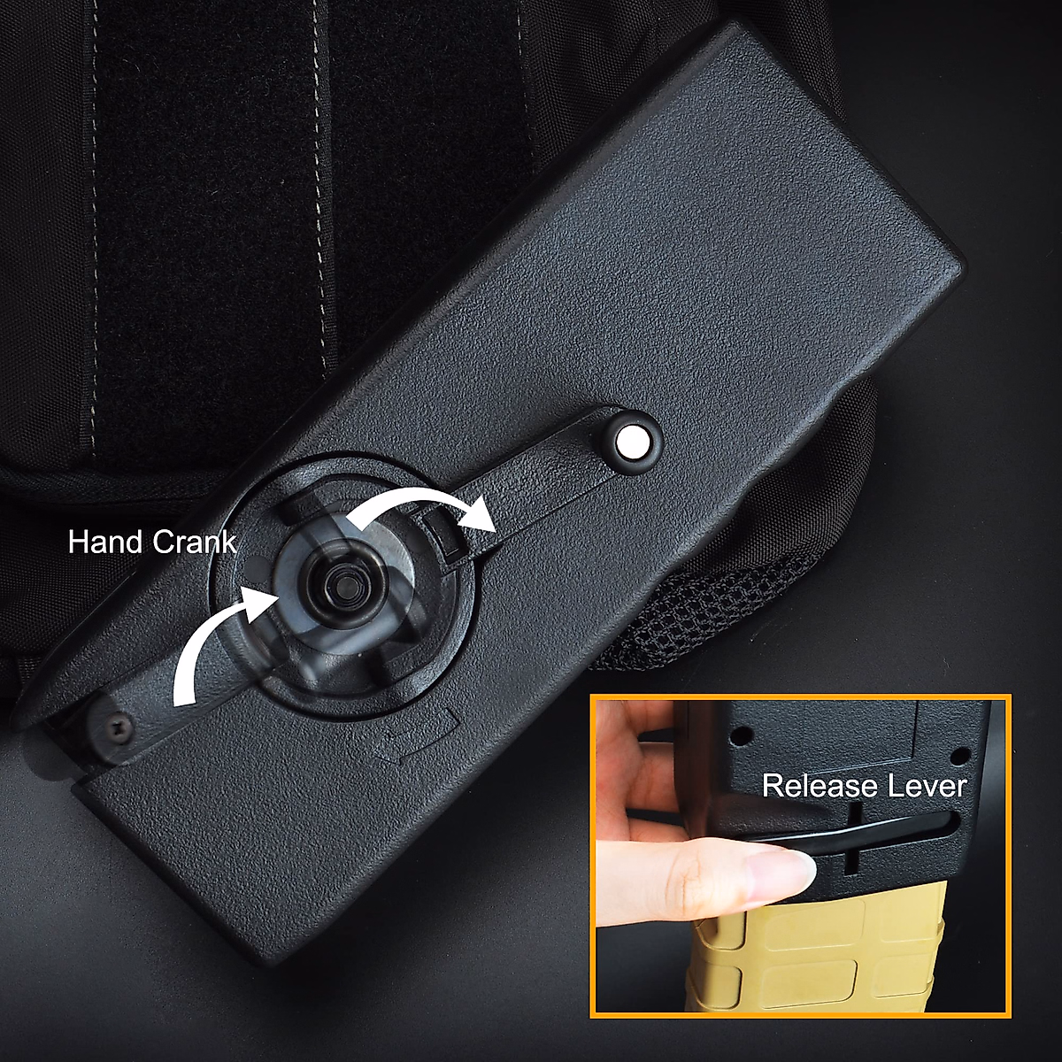 ACTIONUNION Airsoft Tactical Speed Loader for Hand Crank Magazine Quick Loader 1000 Rounds (Black)