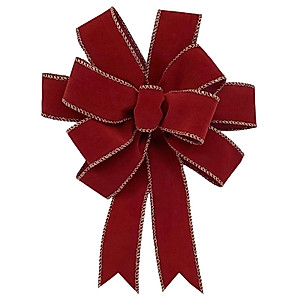 Morex Ribbon Flocked Wired Velvet Ribbon, 1.5 inch by 50 yards, Berry Red