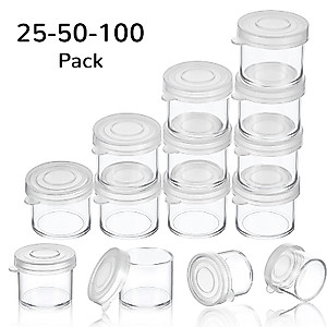 50 Pieces Plastic Mini Containers with Lids, Small Paint Cup, Plastic Mini Paint Containers DIY Craft Storage Containers Craft Paint Cup for Paint Beads Seeds Clay or Others