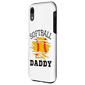 iPhone XR Softball Daddy For Men Family Matching Yellow Softball Daddy Case