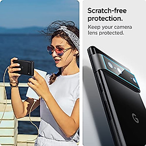 Spigen Camera Lens Screen Protector [GlasTR EZ Fit Optik] Designed for Pixel 7 [Case Friendly] - Black [2 Pack]