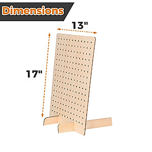 Wooden Pegboard Display Stand Retail Rack - Necklace Holder Earring Display Stands for Selling and Craft Shows - Jewelry, Pin, Stickers & Keychain Peg Board, 17" x 13"