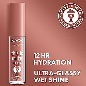 NYX PROFESSIONAL MAKEUP This Is Milky Gloss, Lip Gloss with 12 Hour Hydration, Vegan - Choco Latte Shake (Milk Chocolate)