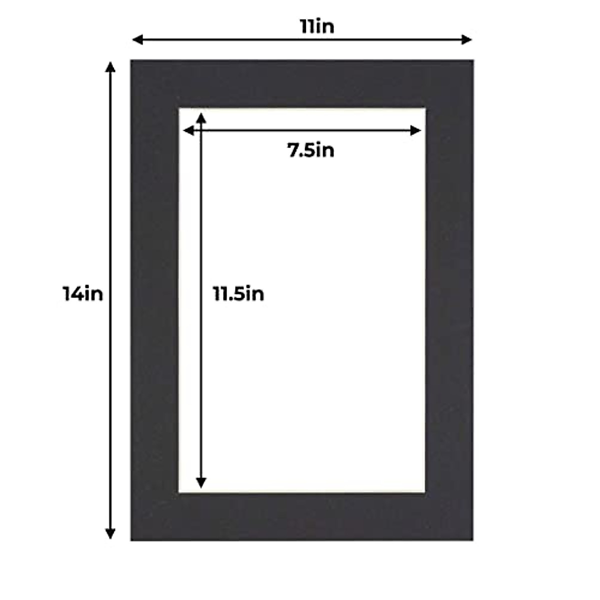 8x12 Mat for 11x14 Frame - Precut Mat Board Acid-Free Black 8x12 Photo Matte Made to Fit a 11x14 Picture Frame, Premium Matboard for Family Photos, Show Kits, Art, Picture Framing, Pack of 10 Mats