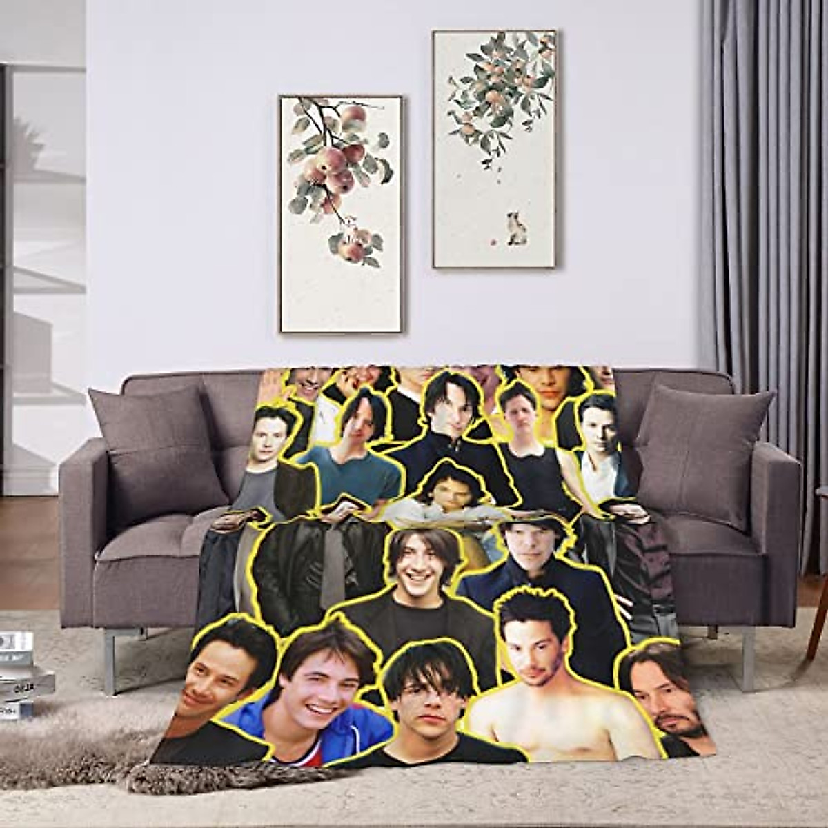 Blanket Keanu Reeves Soft and Comfortable Warm Fleece Blanket for Sofa, Office Bed car Camp Couch Cozy Plush Throw Blankets Beach Blankets