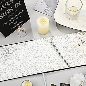 Zonon Funeral Guest Book, Black Guest Book with Pen and Table Sign, 50 Page Memorial Service Guest Book, Guestbook in Loving Memory for Wedding Funeral Memorial Bridal Shower, 9 x 6 Inch