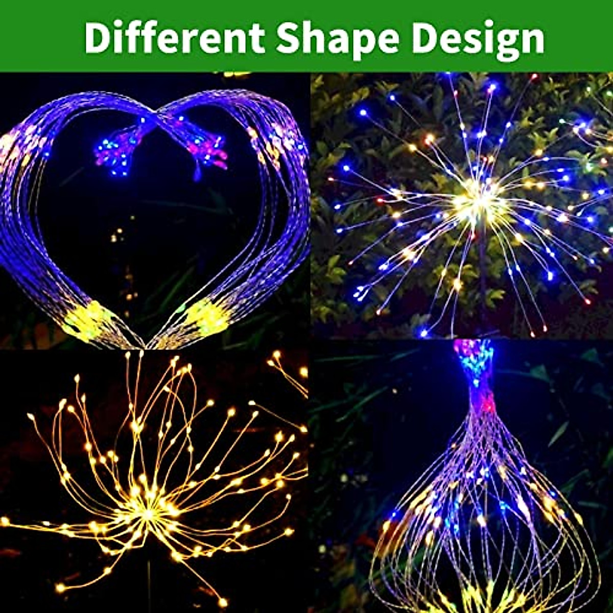 KPL Solar Outdoor Lights, Solar Firework Lights LED Sparkler Lights with 2 Modes Waterproof Solar Starburst String Lights Decorative for Yard Garden Patio Christmas Parties Wedding Decor