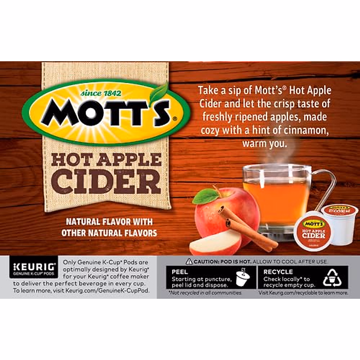 Mott's Hot Apple Cider, Keurig Single-Serve K-Cup Pods, 12 Count