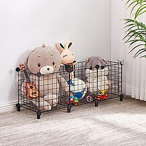 ANWBROAD Wire Cube Storage Organizer, 9 Cube Metal Grid, Wire Shelves Organizer, C grids Panels, Closet Organizer Shelves, Ideal for Bedroom Living Room Office 11.8” x 11.8” Black ULWT009B