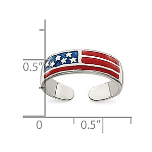 Gem And Harmony American Flag Toe Ring in Sterling Silver