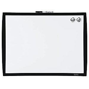 Quartet Magnetic Whiteboard, 17" x 23" Small White Board for Wall, Dry Erase Board for Kids, Perfect for Home Office & Home School Supplies, 1 Mini Dry Erase Marker, 2 Magnets, Black Frame (34608-BK)