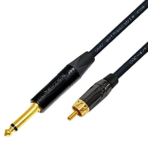 WORLDS BEST CABLES 35 Foot – TS to RCA Cable – Gotham GAC-4/1 (Black) Star-Quad Audio Interconnect Cable & Neutrik NP2X-B & Amphenol ACPL-CBK Gold Plugs - CUSTOM MADE