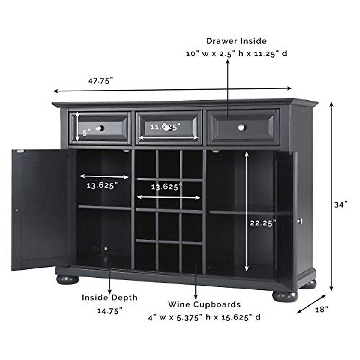 Crosley Furniture Alexandria Wine Buffet/Sideboard - Black