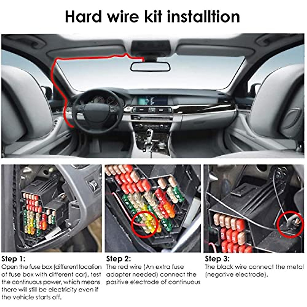 Biuone Hardwire Kit for Dash Cam 11.5ft Mini USB Dash Cam Low Voltage Protection Car Dash Camera Charger Power Cable