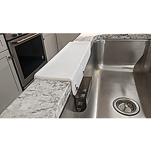 SiliSink Silicone Sink Edge Guard - Kitchen Sink Guard and Edge Protector - ONLY FITS 3.75”-4” Wide Stone Lip - Protects Stone Counters from Chipping and Damage - 14” Length - White