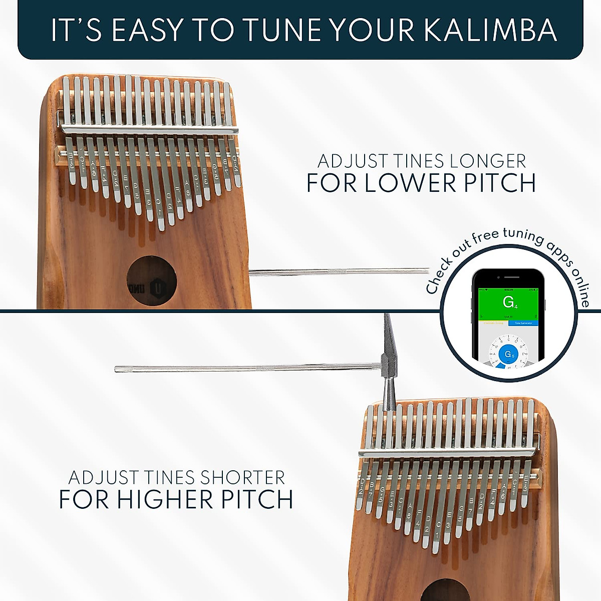 UNOKKI Kalimba 17 Key Thumb Piano | Solid Koa Acacia Wood Mbira - Premium, Lightweight & Durable | Includes Waterproof Case, Hand Rest & More | Reduce Stress & Promote Well-Being | Ideal Birthday Gift