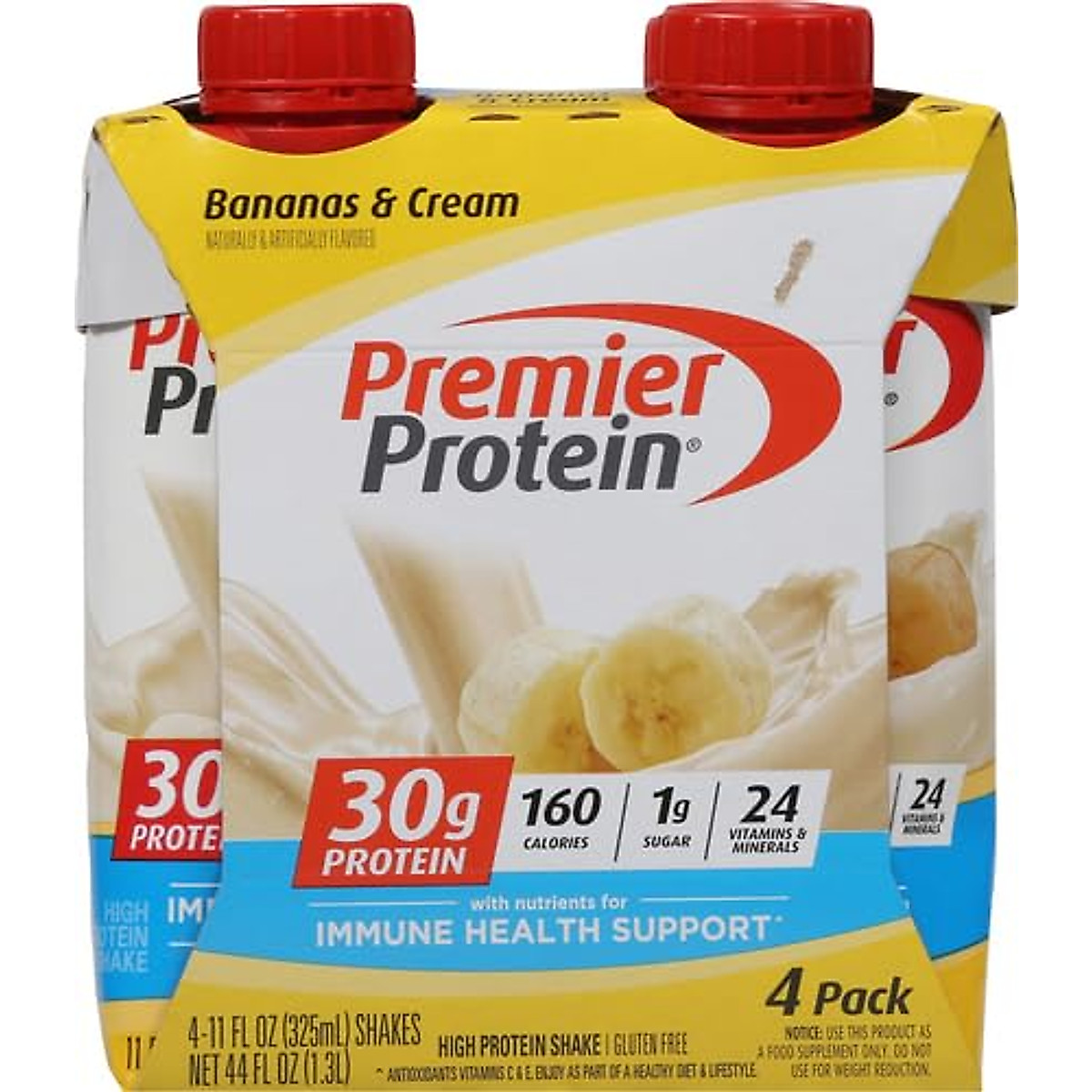 Premier Protein, 30g Shakes Bananas and Cream, 44 Fl Oz, Pack of 4
