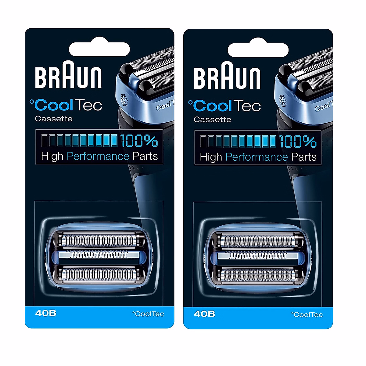 40B BRAUN Mens Electric Shaver CoolTec Foil & Cutter Pack Set Head Replacement Cassette, 2 Count