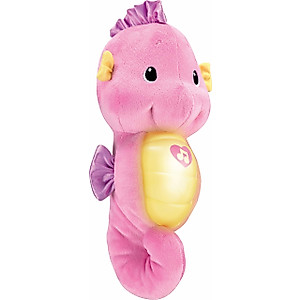 Fisher-Price Musical Baby Toy, Soothe & Glow Seahorse, Pink Plush Sound Machine with Lights & Volume Control for Newborns