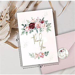 WHOLISTIC JOY Thank You Cards 48 ct Set | 6 Floral Designs Stationary | Gold Foil | Matching Envelopes & Stickers Designs | Special Occastion | Wedding, Birthday, Graduation, Baby Shower