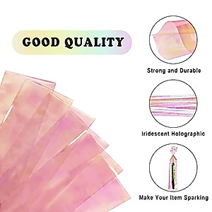 Yotelab Easter Iridescent Holographic Cellophane Treat Bags, 2x10 Inches Pretzel Bags with Ties, Pretzels Individual Bags, Prezetels Sticks Bags,100Pieces