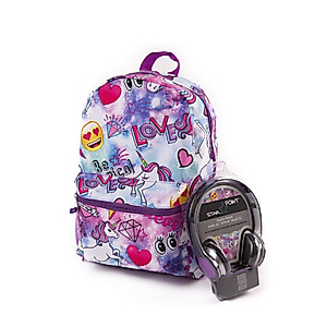 Fab Starpoint Unicorn Backpack for Girls with Headphones – Large, 16 inch, Girls School Backpack Set
