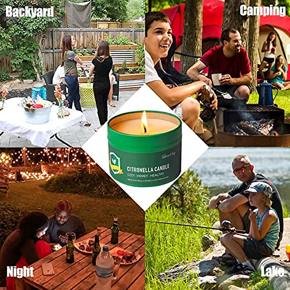 LucaSng Citronella Candles Outdoor Indoor 4.4 OZ 6 Pack 150 Hours Outside for Party Hiking Camping Patio BBQ Deck Lanai Garden Yard Home Balcony