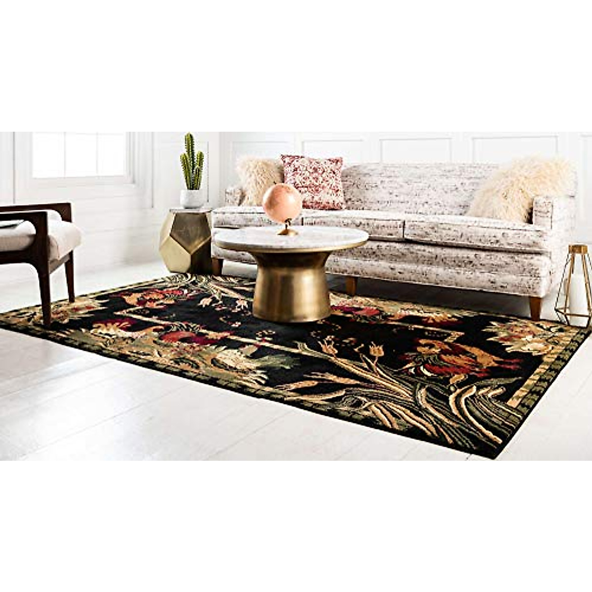 Unique Loom Barnyard Collection Area Rug - Farm (5' 3" x 8' Rectangle, Black/ Cream)