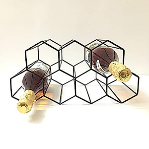 KirinRen Black Metal Wine Rack Freestanding, Tabletop Wine Rack Holder, Countertop Wine Bottle Holder (Black)