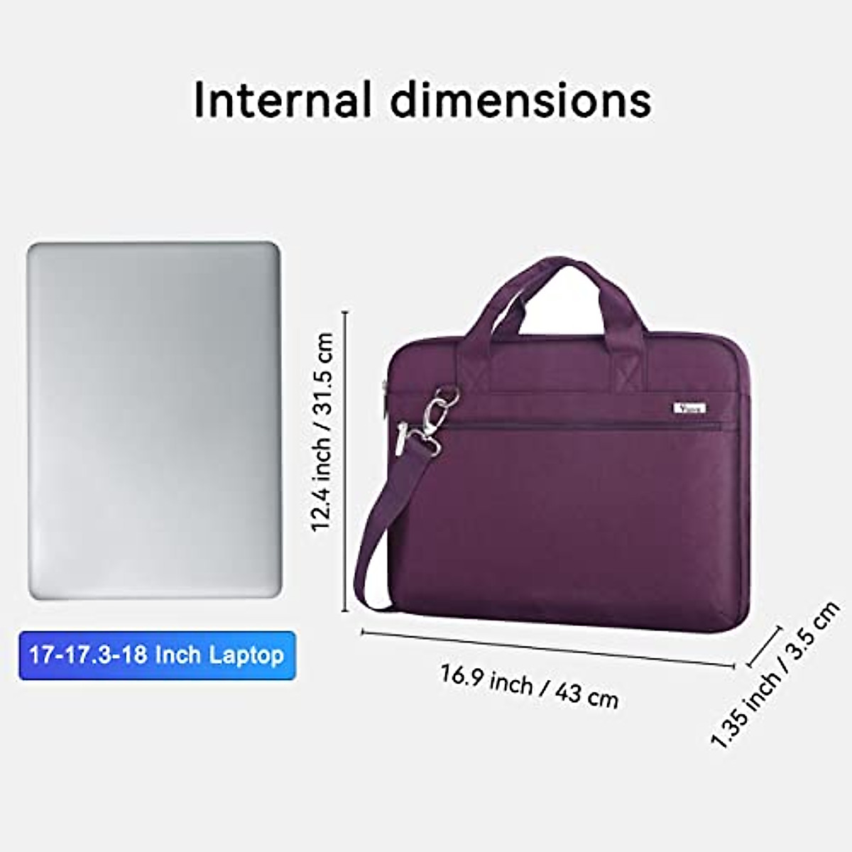 Voova Laptop Bag Carrying Case 17-17.3 Inch for Women, 360° Protective Computer Sleeve Cover with Shoulder Strap Compatible with Lenovo Asus Acer Dell Hp Notebook, Waterproof Slim Briefcase, Purple