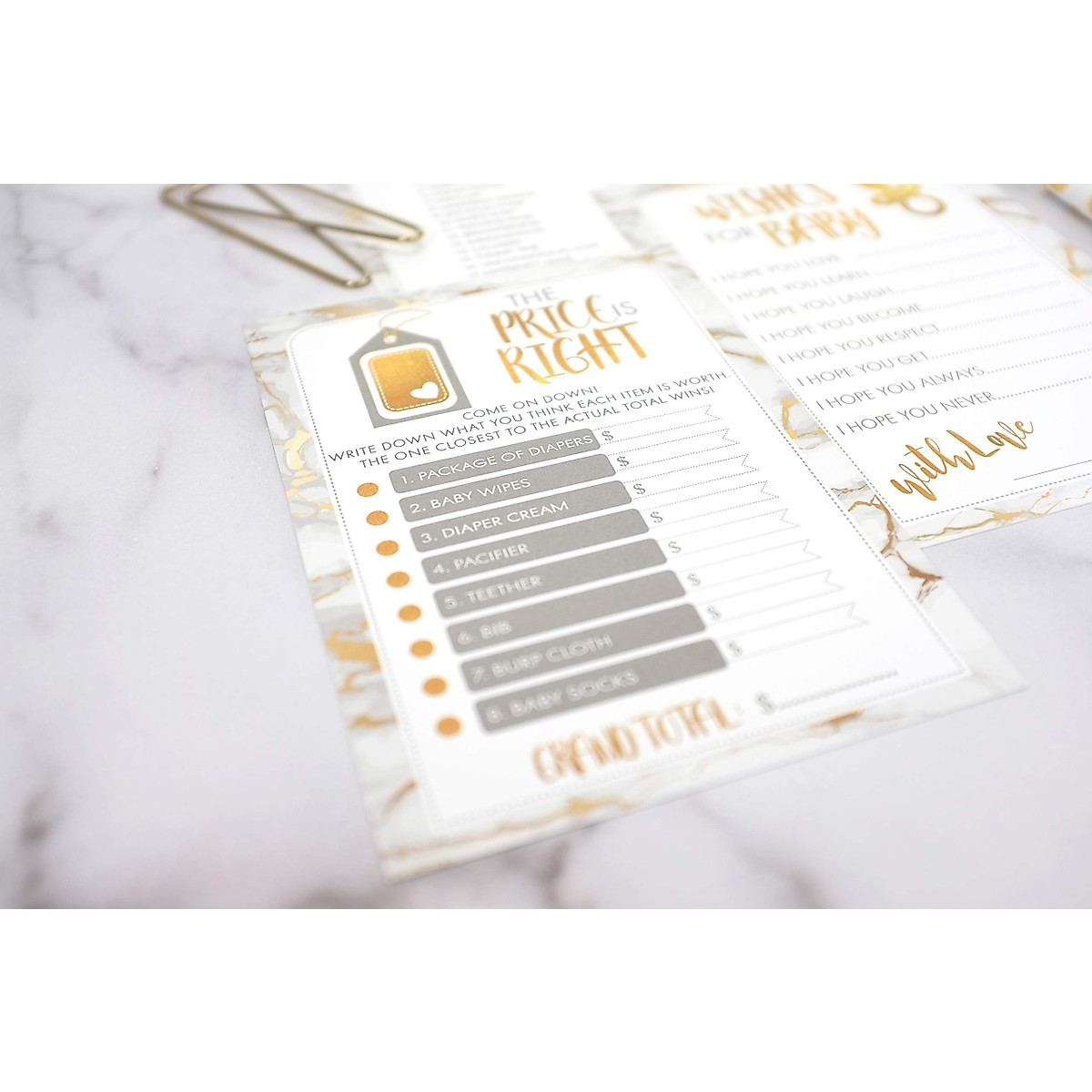 Baby Shower Game Bundle | 40 Cards - Four Baby Shower Activities | Baby Shower Price Is Right | Baby Shower Word Unscramble | Notes of Advice | Wishes for Baby | Baby Shower Activities