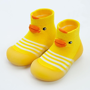 Dexspoeny Sock Shoes for Baby Boy 1 Pair Baby Walking Shoes-Sock Shoes Soft Rubber Sock Shoes Toddler Non Slip Walker Shoes for Babies Boy Girls Infant Baby Slippers Toddler Shoes Yellow