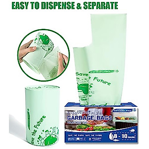 BEIDOU-PAC 8-10 Gallon Compostable Trash Bags, 40 Count, Compost Bags Kitchen Trash Bags with Handle, Sturdy Biodegradable Garbage Bags Food Scrap Waste Bags, ASTM D6400, US BPI Certified