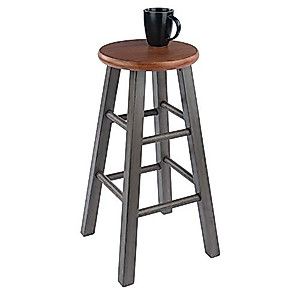 Winsome Wood Ivy Counter Stool, Rustic Gray and Teak, 24"