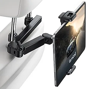 Lamicall Car Headrest Tablet Holder - [3 in 1 Extension Arm] Adjustable Tablet Car Mount for Back Seat, Road Trip Essentials for Kids, for 4.7-11" Tablet Like iPad Pro, Air, Mini, Galaxy, Fire, Black