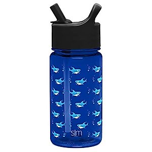 Simple Modern Kids Water Bottle Plastic BPA-Free Tritan Cup with Leak Proof Straw Lid | Reusable and Durable for Toddlers, Boys, Girls | Summit Collection | 16oz, Shark Bite