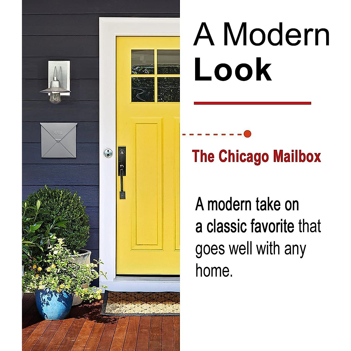 NACH Mailboxes for Outside Wall Mount, 10 x 10 x 4 inch Silver Mail Boxes for House Outside, Waterproof Mailboxes for Outside - Chicago Style Mail Box