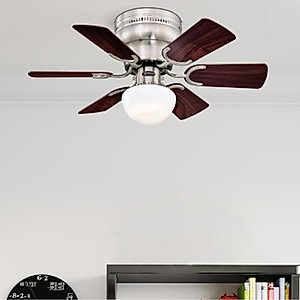 Westinghouse Hadley 30 Inch Brushed Nickel Finish Ceiling Fan with 6 Reversible Blades and Bowl Light Kit with 1 Candelabra Base Light Bulb