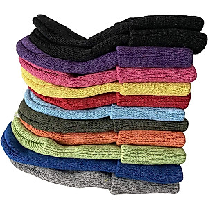 60 Pack of Yacht & Smith Wholesale Beanies Bulk Thermal Winter Hat (12 Pack Bright Colors)