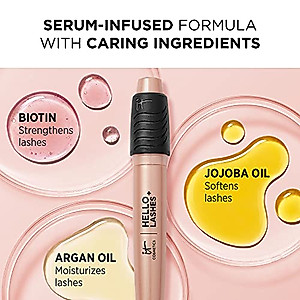 IT Cosmetics Hello Lashes+ Volumizing Mascara & Lash Serum - Easy-to-Remove Formula - With Biotin, Argan Oil & Jojoba Oil - 0.27 fl oz