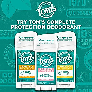 Tom's of Maine Complete Protection Aluminum-Free Natural Deodorant for Women, Rose & Vanilla, 2.25 oz