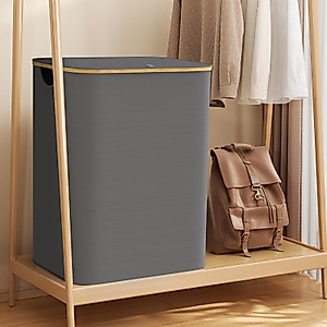 HAPPYMATE Laundry Hamper with Lid, Large Basket for Laundry, 150L Laundry Hamper with 2 Sections, Removable Inner Bags, with Handles, Dirty Clothes Hampers for Bedroom, Bathroom, Gray