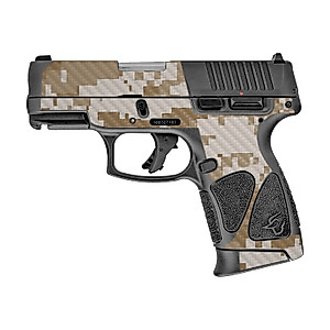 MightySkins Carbon Fiber Skin Compatible with Taurus G3C 9mm Luger - Desert Camo | Protective, Durable Textured Carbon Fiber Finish | Easy to Apply, Remove, and Change Styles | Made in The USA
