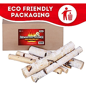 Zorestar 100% Natural Birchwood Fireplace Logs - 8-10 Logs, 14-inch Length - Eco-Friendly Indoor/Outdoor Firewood - Low Smoke, Spark-Resistant, Seasoned Kindling - Enhances Flavor for Gourmet Dishes